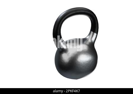 Silver kettlebell with black handle Stock Photo - Alamy