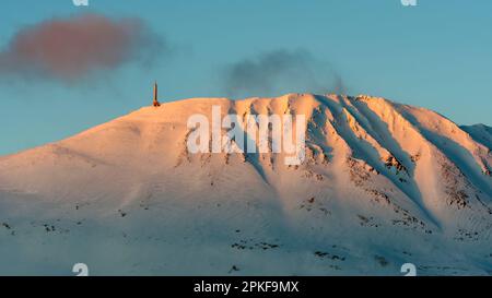 The mountain Gaustatoppen (1883 m elevation) at Gausta (Telemark and ...