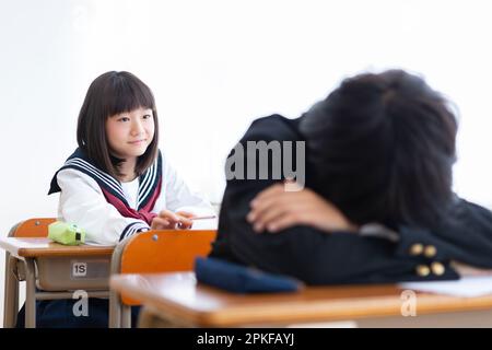 Junior high school students dozing off Stock Photo - Alamy