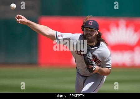Cleveland Guardians' Hunter Gaddis against the Oakland Athletics during ...
