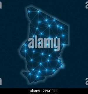 Network map of Chad. country digital connections map. Technology, internet, network ...