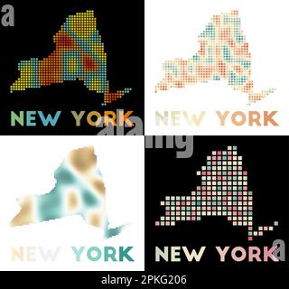 New York map. Map of New York in dotted style. Borders of the US state ...