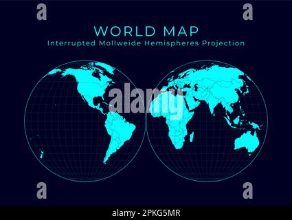 illustration with two hemispheres, globe world map on two circles ...