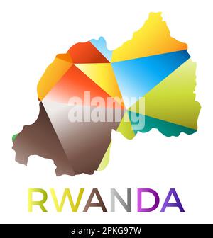 Rwanda map. Geometric style country outline. Fancy violet vector ...