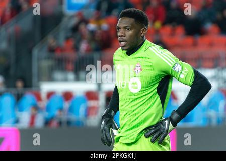 Toronto FC goalkeeper Sean Johnson (1) blocks a shot during second half ...