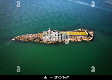 AStill image of an aerial view of the historic Fenit Lighthouse on ...