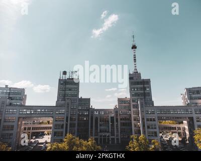 Aerial Derzhprom building in Kharkiv city center, Ukraine ...