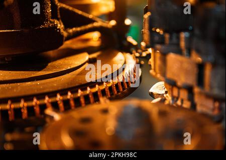 Copper bullets on production line part at weapon factory Stock Photo ...