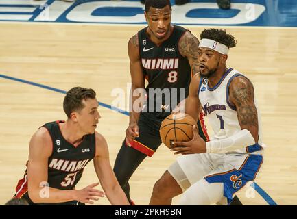 Miami Heat forward Jamal Cain (8) shoots between Los Angeles Clippers ...