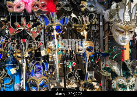 Venice carnival masks on a souvenier stall, Venetian souvenirs, Venice, Italy Stock Photo - Alamy
