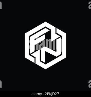 FN Logo monogram gaming with hexagon geometric shape design template ...