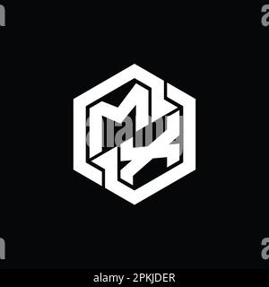 MX Logo monogram hexagon shape with geometric abstract isolated outline design template Stock ...