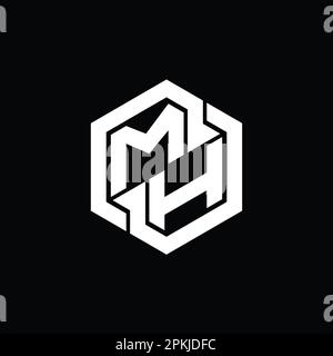 MH Logo monogram gaming with hexagon geometric shape design template ...