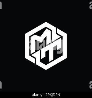 MT Logo monogram gaming with hexagon geometric shape design template ...