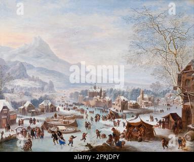 Winter Scene with Skaters circa 1700 by Jan Griffier I Stock Photo - Alamy