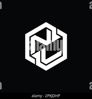 NL Logo monogram gaming with hexagon geometric shape design template ...