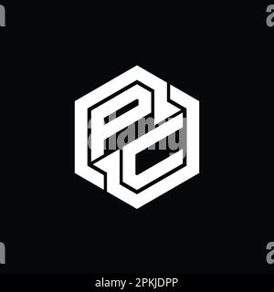 PC Logo monogram gaming with hexagon geometric shape design template Stock Photo - Alamy