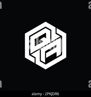 QA Logo monogram gaming with hexagon geometric shape design template Stock Photo - Alamy