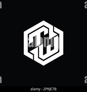 TW Logo monogram gaming with hexagon geometric shape design template ...