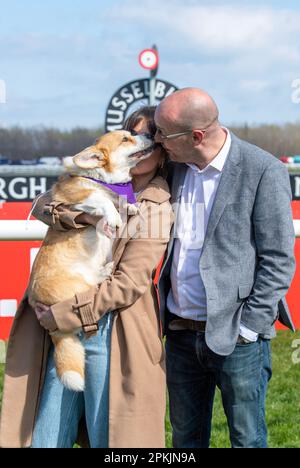 Winner of the Corgi Derby Rodney alongside his owners Matt Kendall and ...