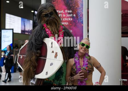 A pink Chewbacca with Princess Leia Stock Photo - Alamy