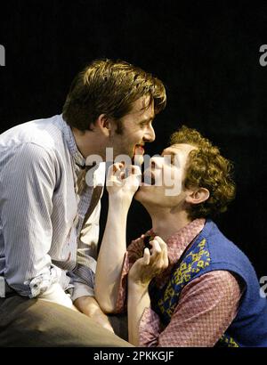 l-r: Adam Godley (Michal), David Tennant (Katurian) in THE PILLOWMAN by ...