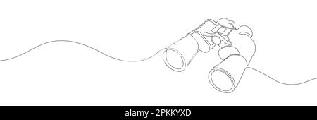 Binocular continuous single line drawing. Vector illustration Stock ...