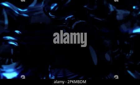 electric blue lighting gauzy crystalline spheres on black - abstract 3D ...