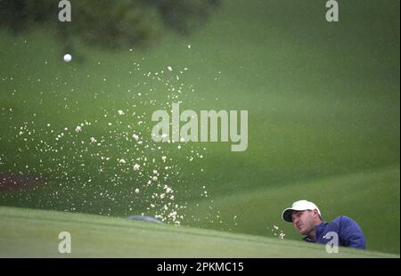 Brooks Koepka hits from the bunker on the first hole during the first ...