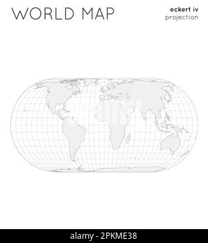 Vector world map. Eckert IV projection. Plain world geographical map ...
