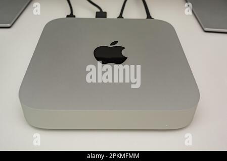 Apple Mac mini with M1 chip, back, ports, white background Stock Photo ...