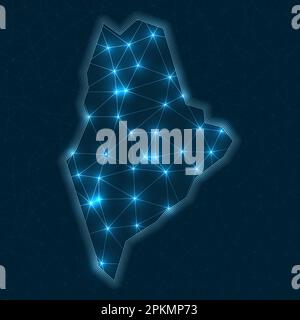 Network map of Maine. Us state digital connections map. Technology ...