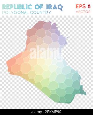 Republic of Iraq map design. Map of the country with regions in emerald ...