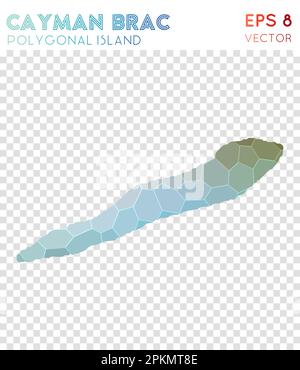 Vector polygonal Cayman Brac map. Vibrant geometric island in low poly ...