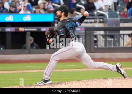Miami Marlins pitcher JT Chargois (84) walks off the field during the ...
