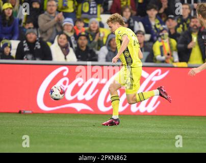 Nashville SC forward Jacob Shaffelburg (14) controls the ball during ...