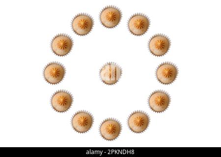 Brazilian fudge balls of churros arranged in two diagonal stripes Stock ...