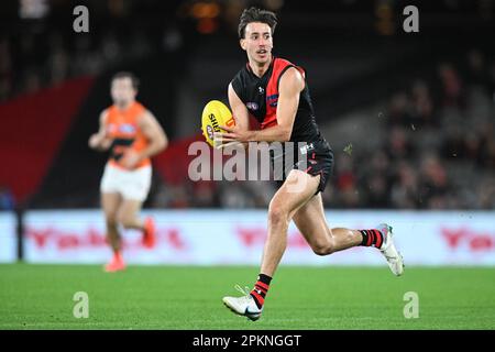 Nic Martin of the Bombers in action during the AFL Round 9 match ...