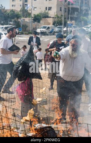 Harish, Israel. Jewish ritual burning of bread, wheat and flour ...