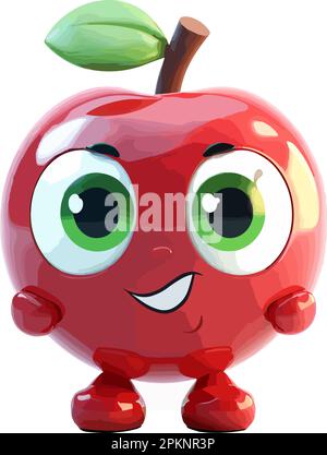 cute chibi apple smiley character. vector art. fruit character. cartoon ...