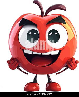 cute chibi apple smiley character. vector art. fruit character. cartoon ...