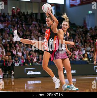 Georgie Horjus of the Adelaide Thunderbirds and Amy Parmenter of the ...