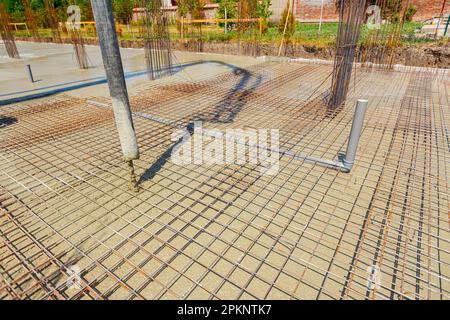 Build over sewer pipe. Foundation over sewer pipe drainage system Stock ...