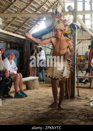 Macedonia, Leticia region, Colombia - Dec, 2021: Man from the Ticuna ...
