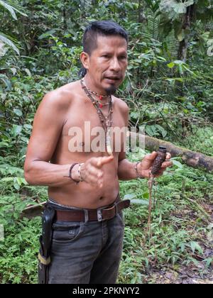 Leticia, Colombia - Dec, 2021: Indian from Huito tribe. Native ...