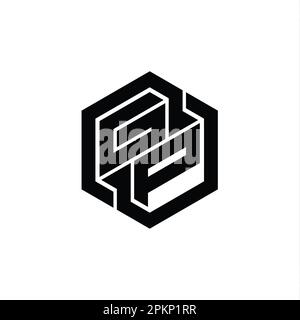 GP Logo monogram gaming with hexagon geometric shape design template ...