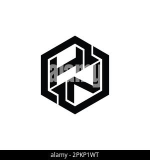 HN Logo monogram with hexagon geometric shape isolated outline design ...