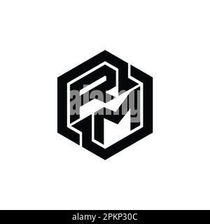 RM Logo monogram with hexagon geometric shape isolated outline design ...