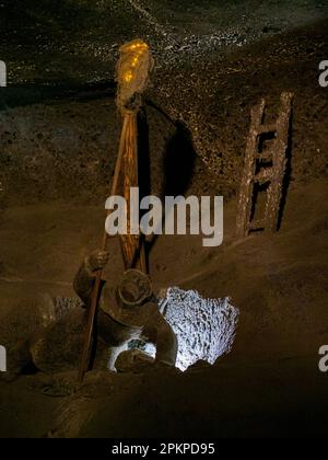 Wieliczka, Poland - June, 2022: The interior of the salt mine. Miners ...