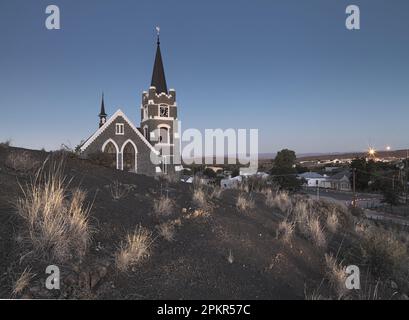 The town and church of Merweville in the Karoo region of South Africa ...